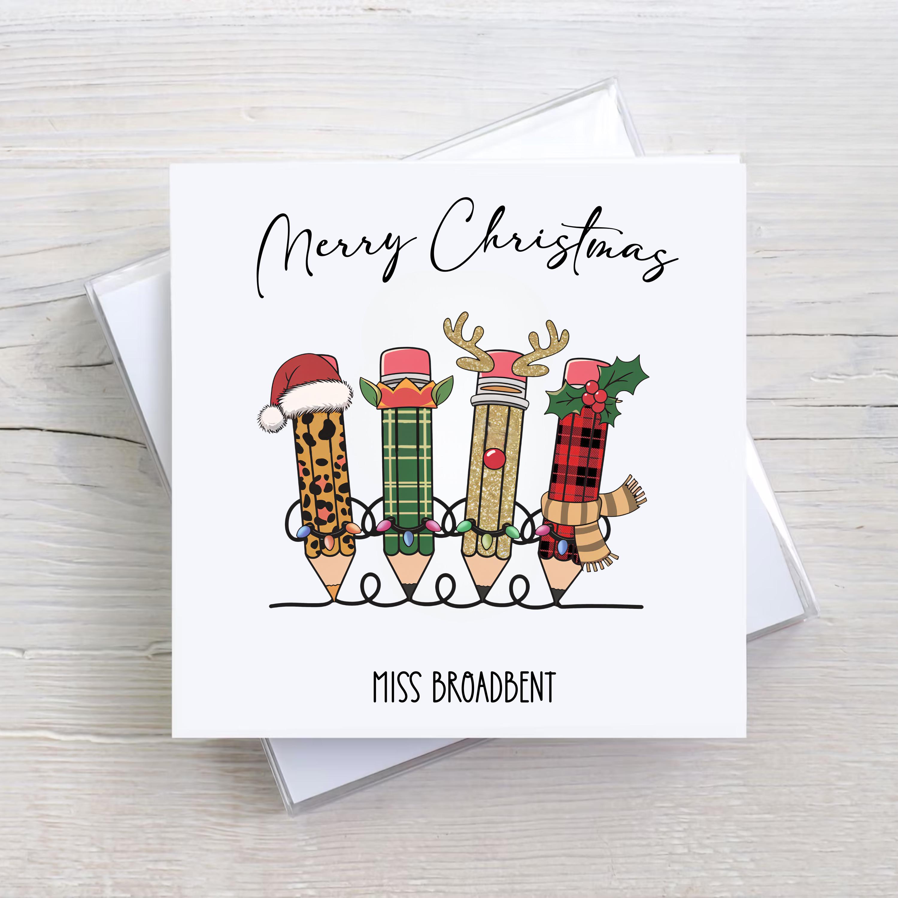 Teacher Christmas Card Personalised, Favourite Teacher , Teacher ...