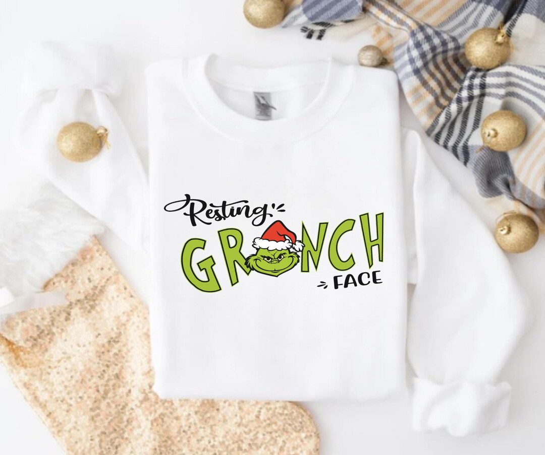 Grinch Resting Grinch Face Jumper. Personalised Christmas Sweatshirts ...