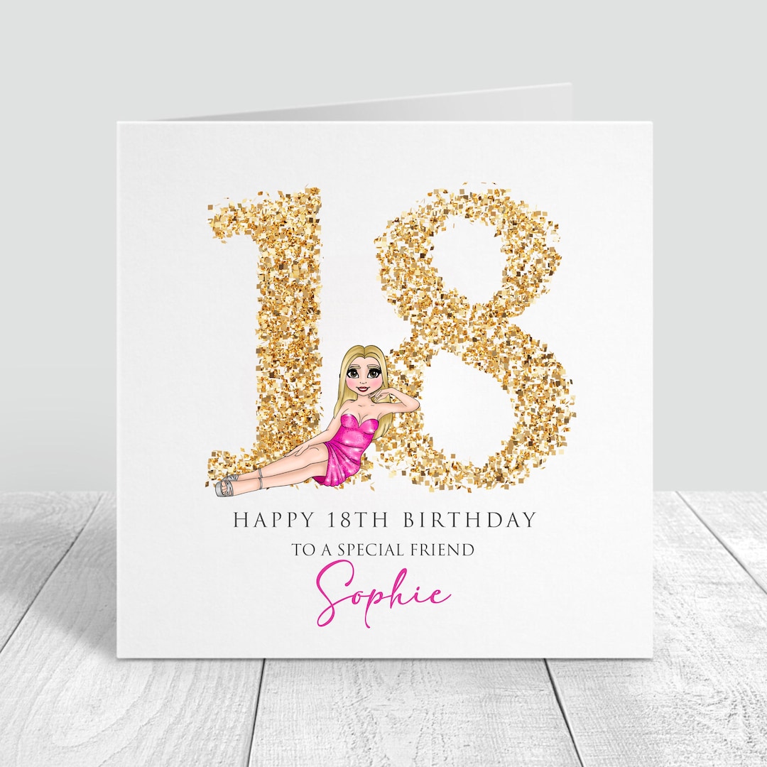 18th Birthday Card, 18th Birthday Dolly Card, Eighteen, 18th Girls Birthday Card, 18th Card ...