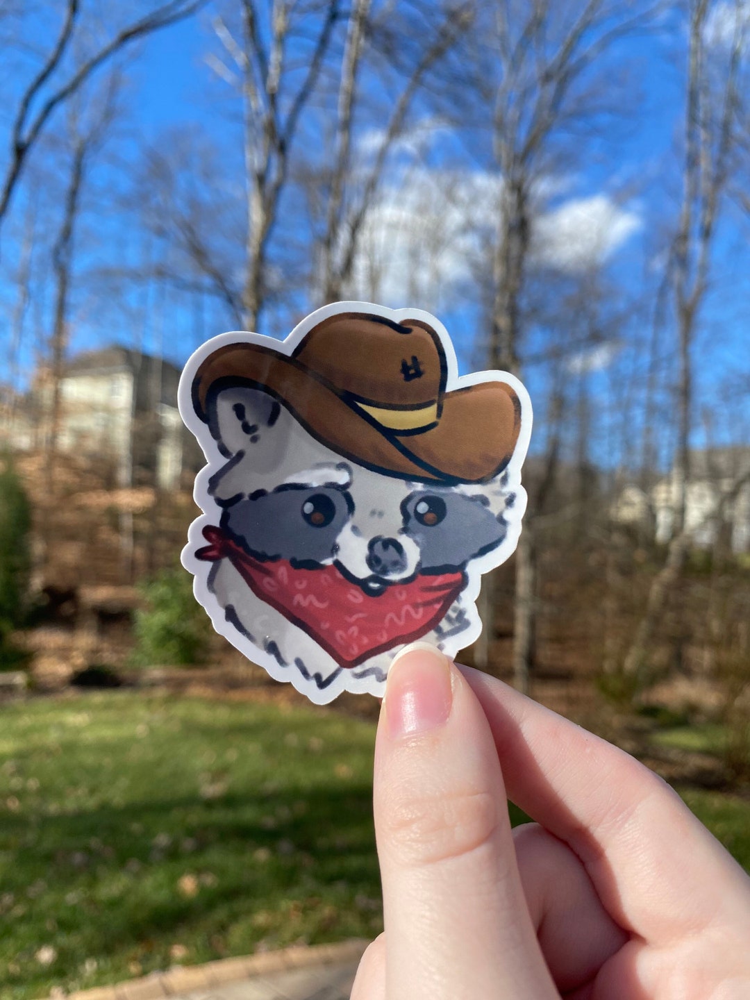 Raccoon Cowboy Sticker / Cowboy Sticker / Animal Sticker / Bandana ...