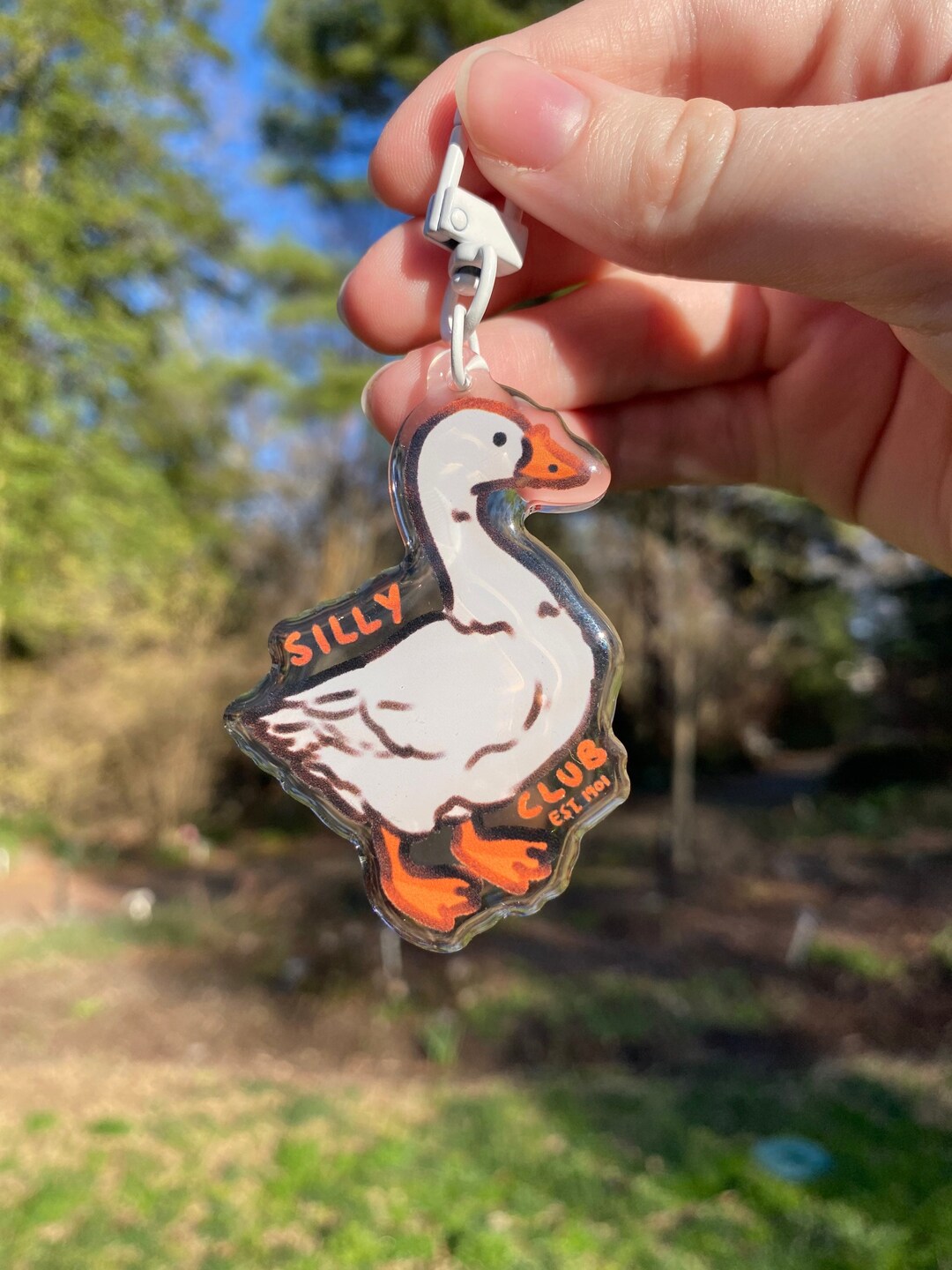 Silly Goose Club Keychain / 2in Double-sided Epoxy Charm / Cute Goose ...