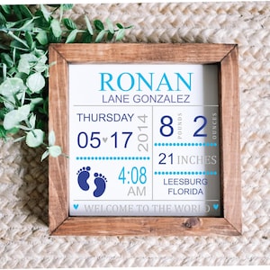 Newborn Farmhouse Wood Signs - Baby Birth Stats - Custom Made ...