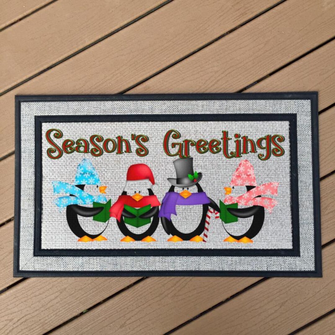 Extra Large Christmas Penguin Holiday Sublimation Transfer- Door Mat ...