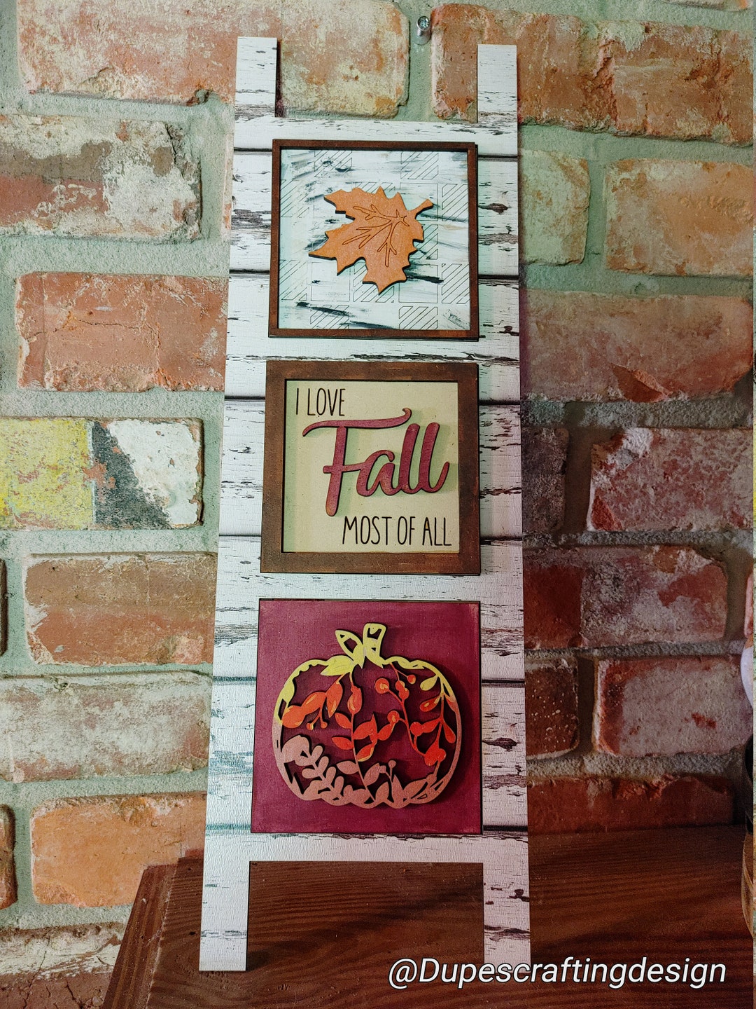 Fall Leaning Ladder With Interchangeable Inserts: Holiday Home Decor - Etsy