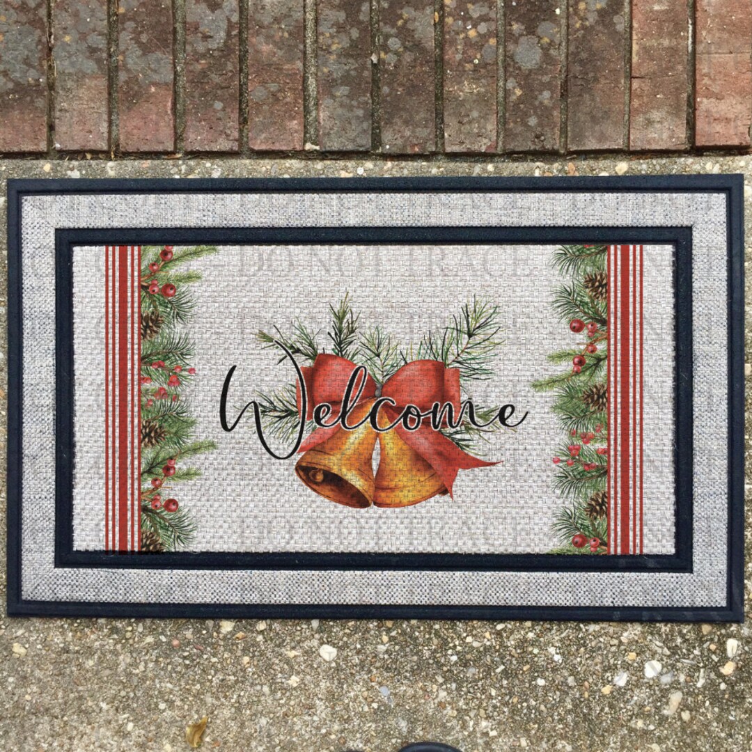 Christmas Welcome Mat Sublimation Transfer: Bells & Bows, Ready to ...