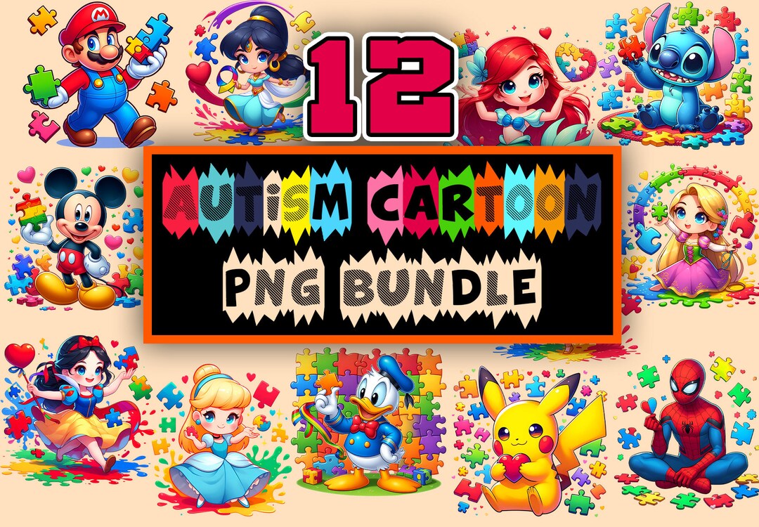 12 Autism Cartoon Png Bundle, Autism Awareness Png, Awareness Png, Be ...