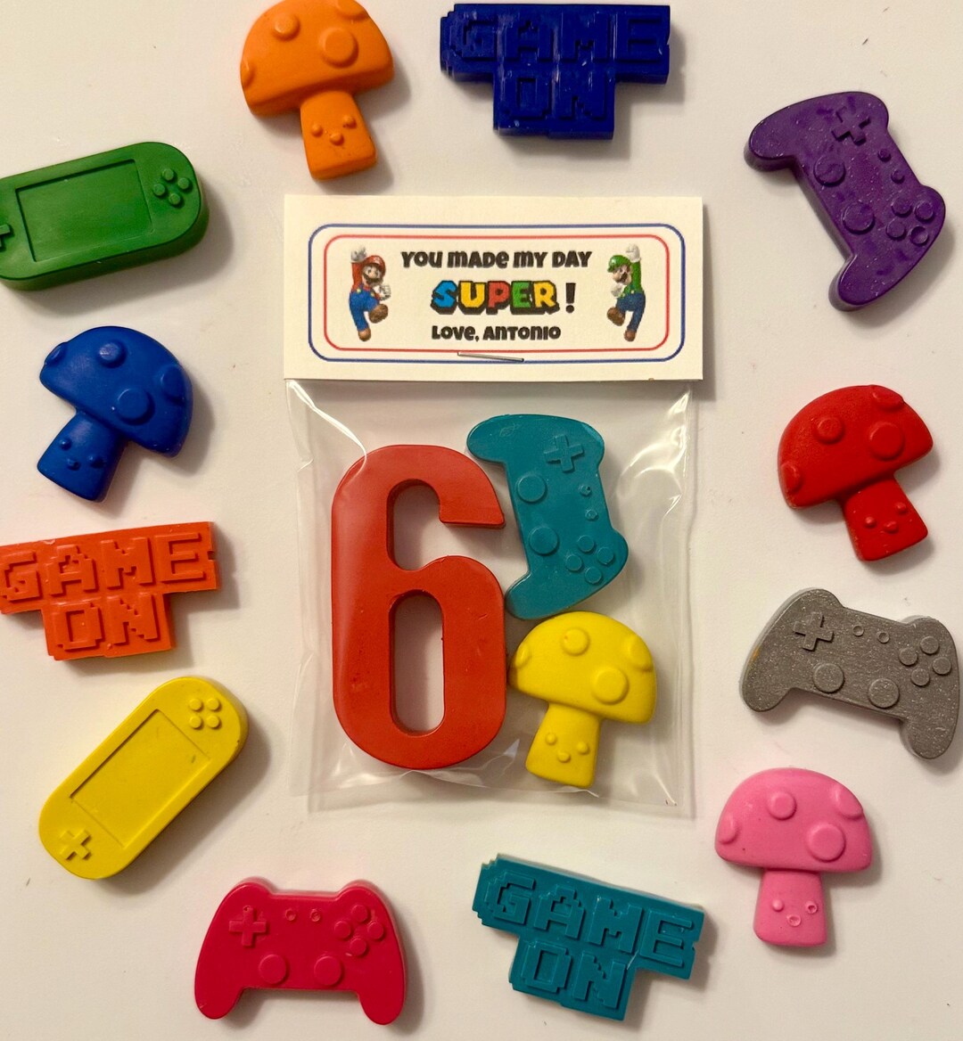 Video Game Crayon Party Favors: Gamer Birthday, Super Mario Theme - Etsy