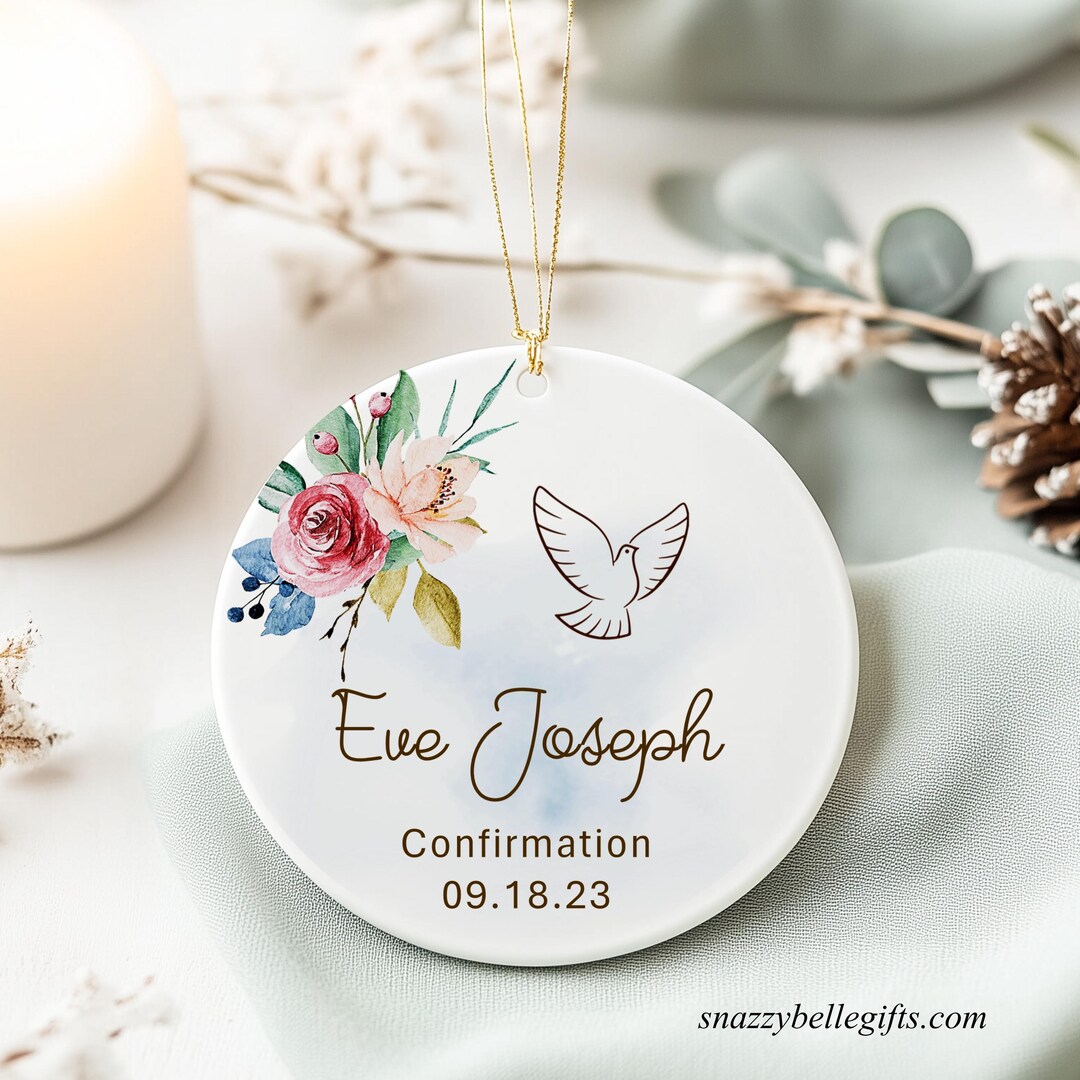 Personalized Confirmation Ornament: Floral Dove, Catholic Keepsake ...