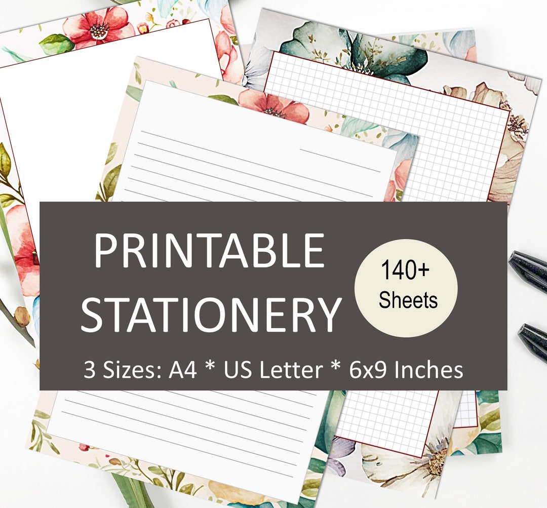 Watercolor Floral Printable Stationery Bundle, Writing Paper, Note ...