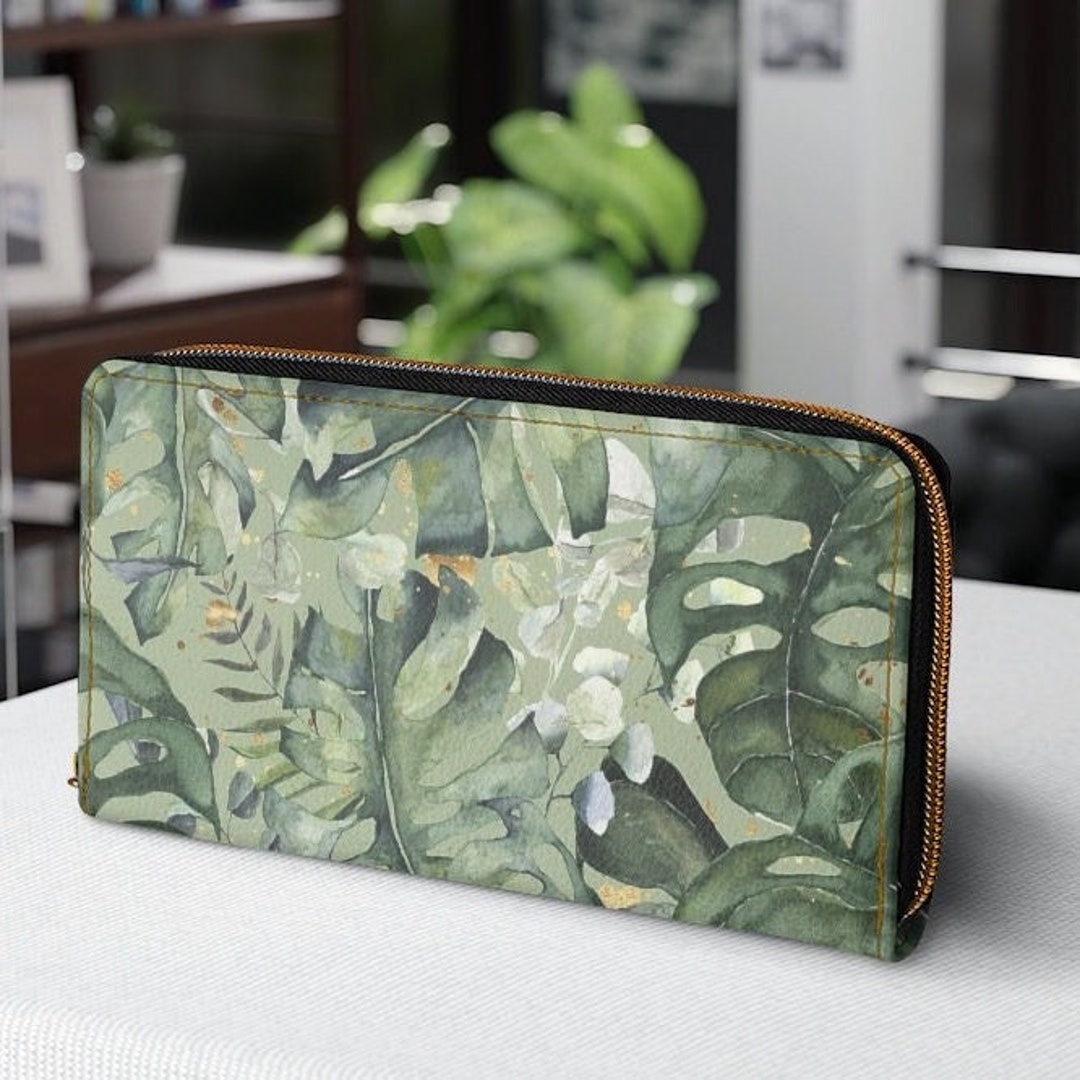 Tropical Leaves Womens Zip Around Wallet personalized Ladies - Etsy
