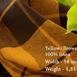 100% Natural Linen Fabric by the Yard for Clothing / Yellow Linen Fabric for Clothes ...