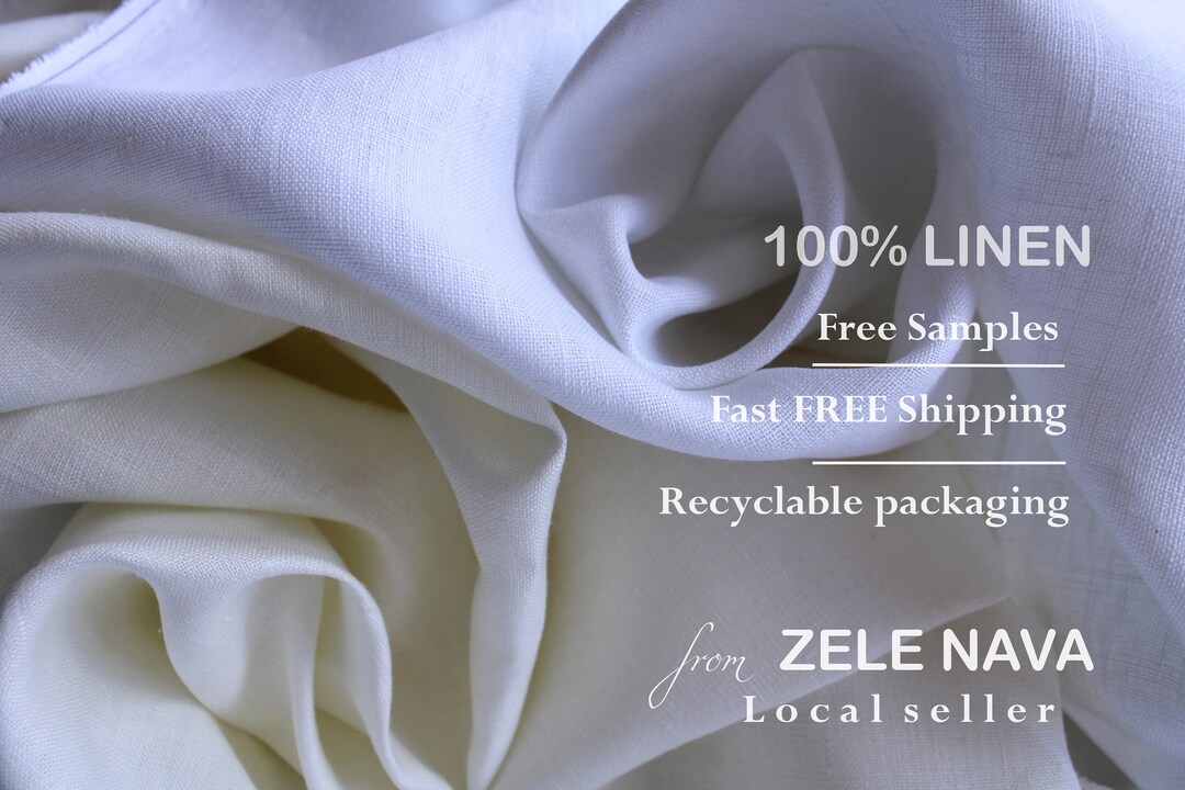 White Linen Fabric by the Yard / Medium-heavy Weight Linen / Ivory ...
