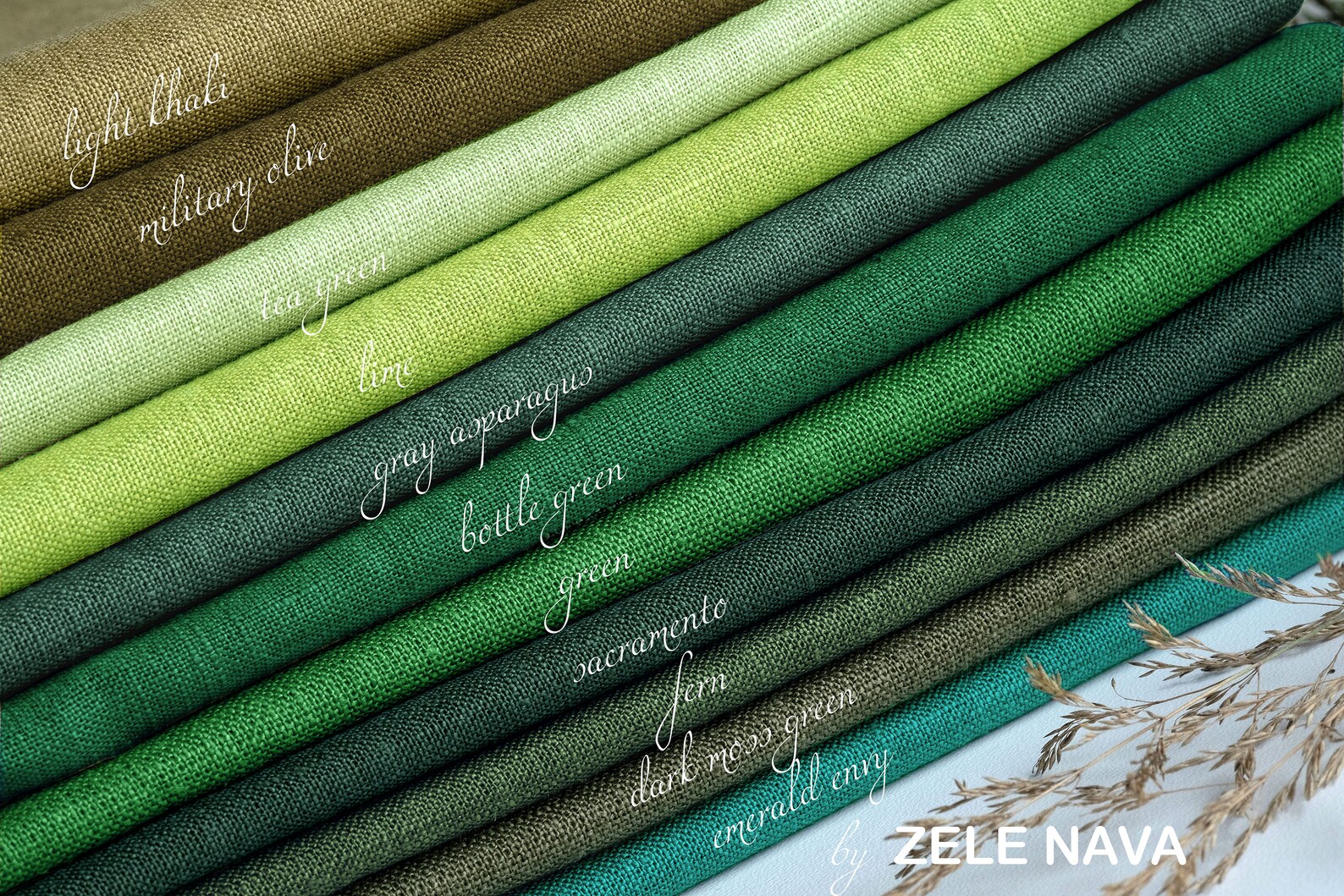 European Linen Fabric by the Yard / 100% Linen Fabric / Green - Etsy