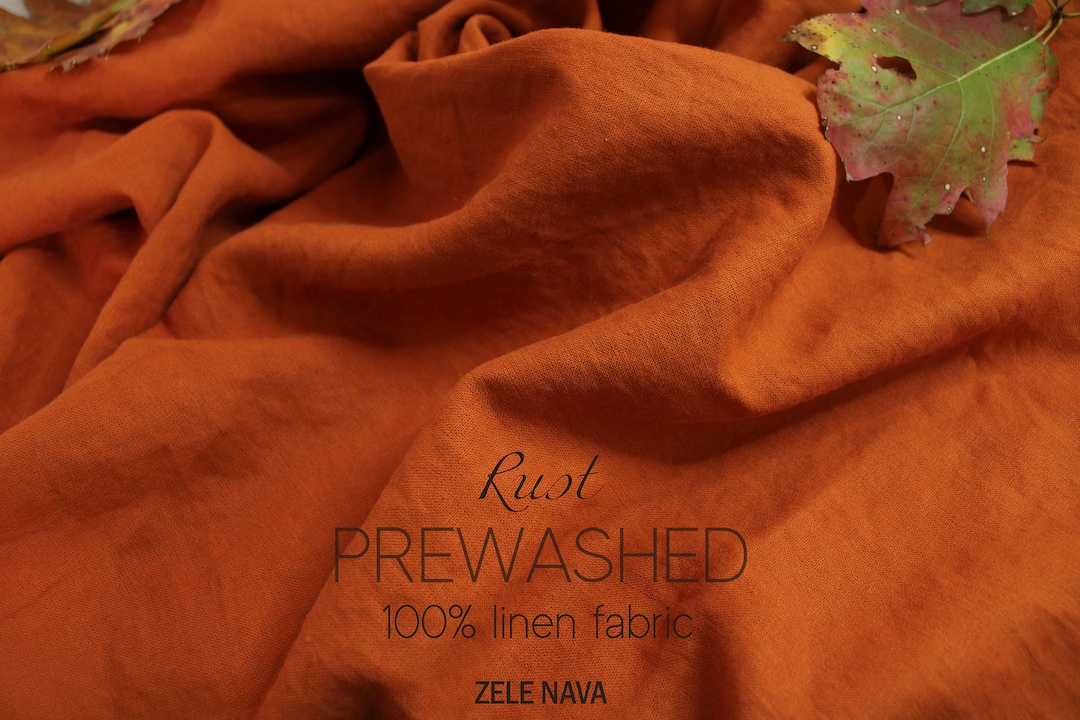 100% Washed Linen Fabric by the Yard - Rust Linen Fabric - European ...
