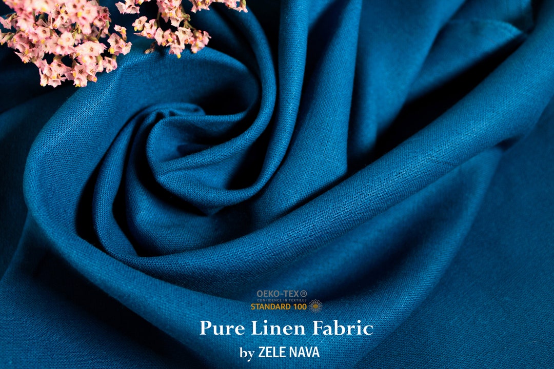 Blue Linen Fabric / Linen Fabric by the Yard for Cothing, for Curtains ...