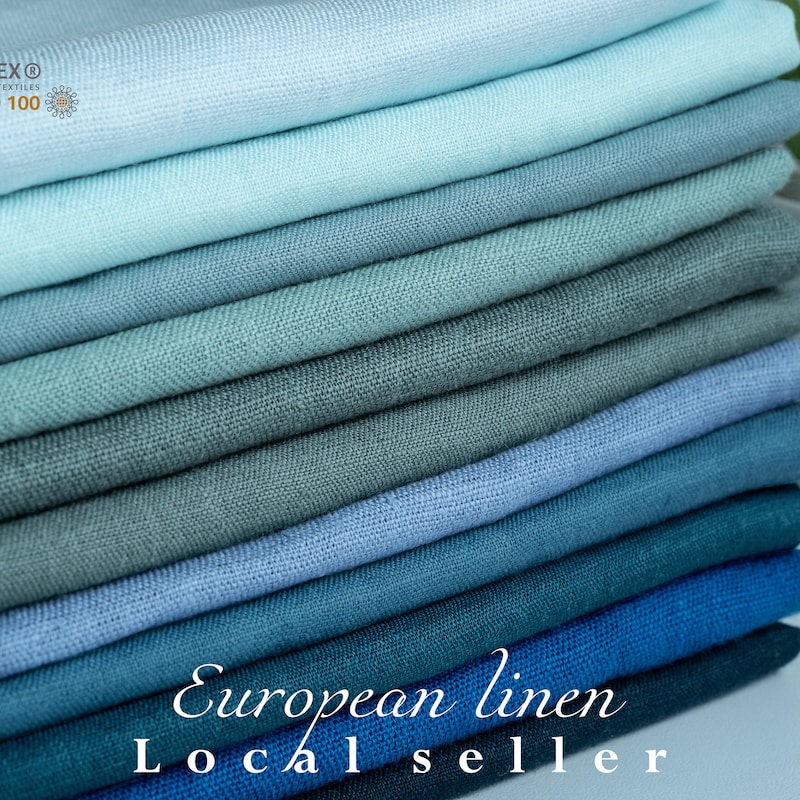 Blue Linen Fabric - Etsy