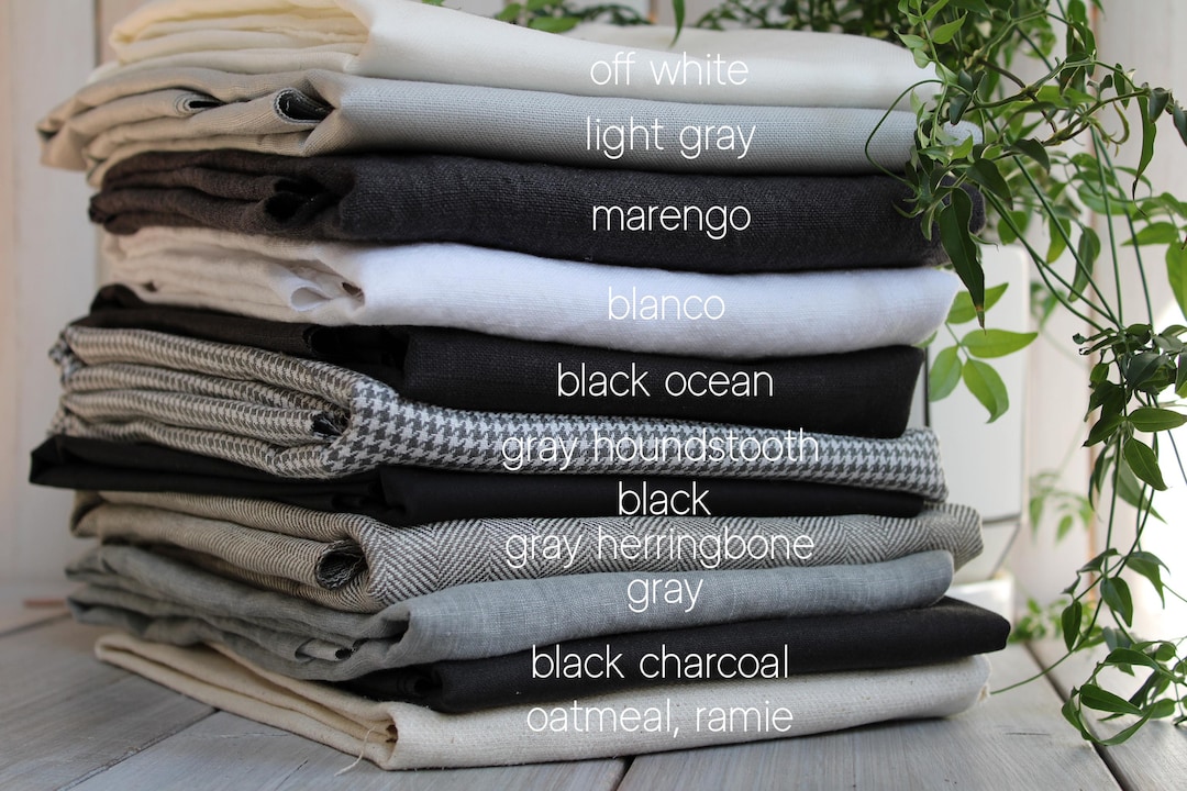 Gray Linen Fabric by the Yard - 100% Linen, Black Linen Cotton Blend ...