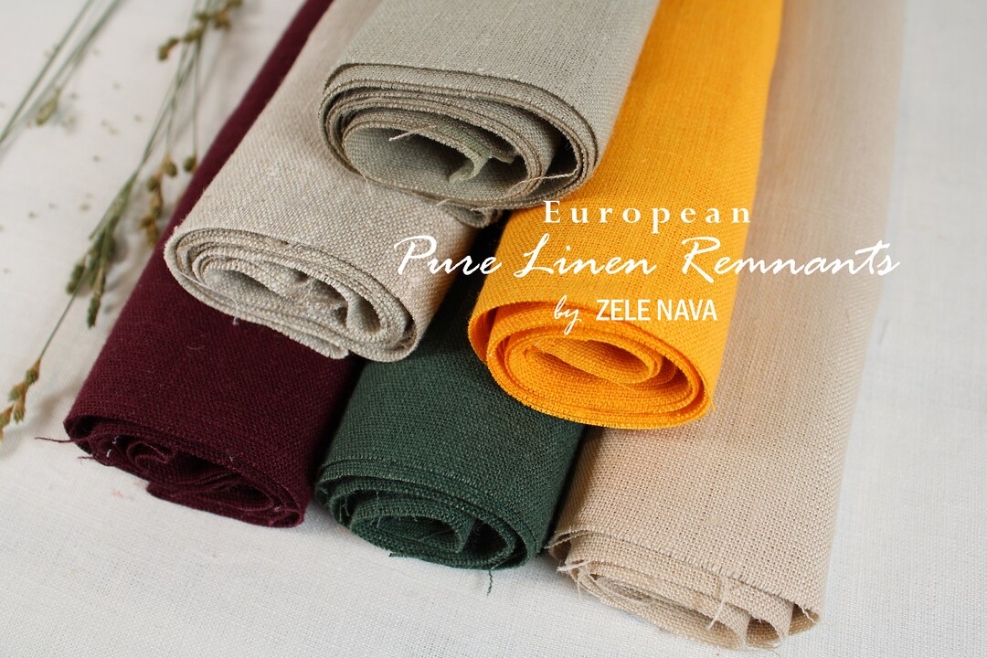 European Linen Fabric Remnant/ 100% Linen Quilting Fabric Linen Scraps ...