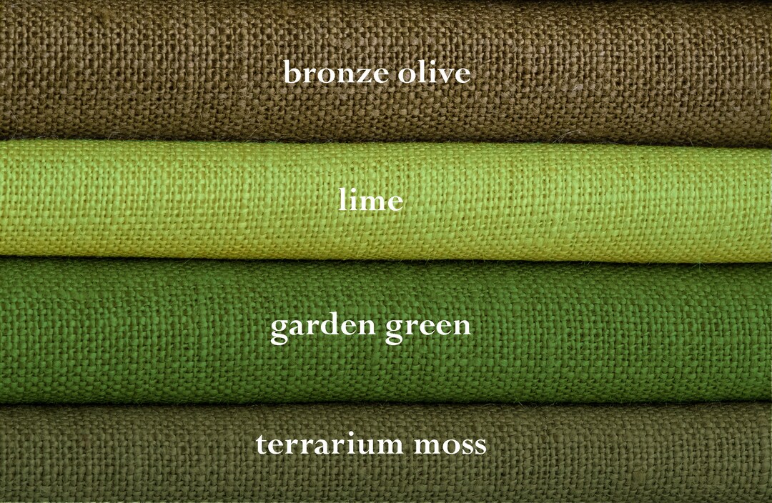 Green Linen Fabric by the Yard / 100% Natural Flax Material / Oeko Tex ...