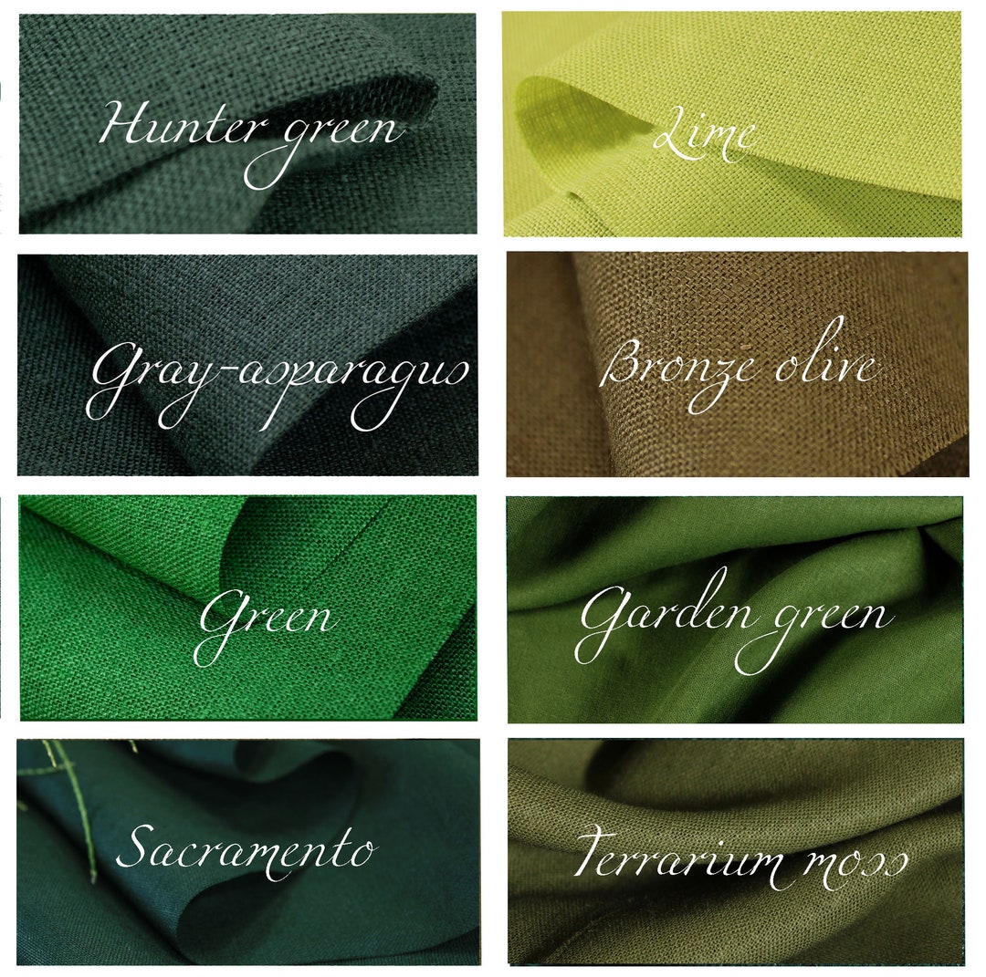 Green Linen Fabric by the Yard / 100% Linen / Dark Green Linen by the ...