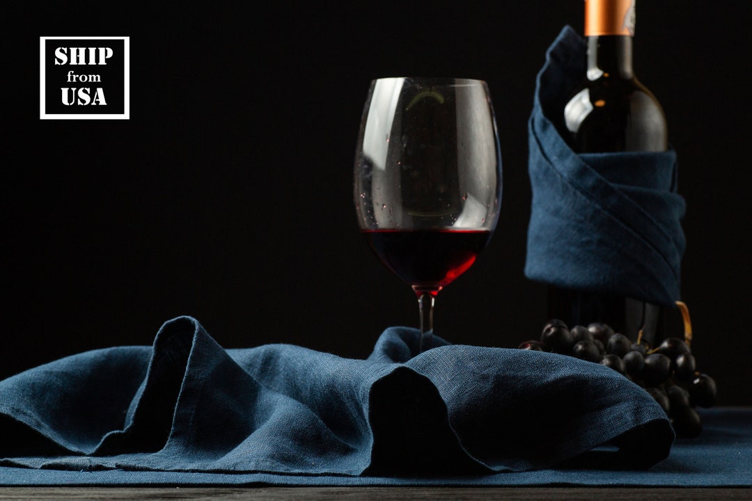 Dark Blue Dining Table Linens Set / Blue Linen Placemats / Dark Blue ...