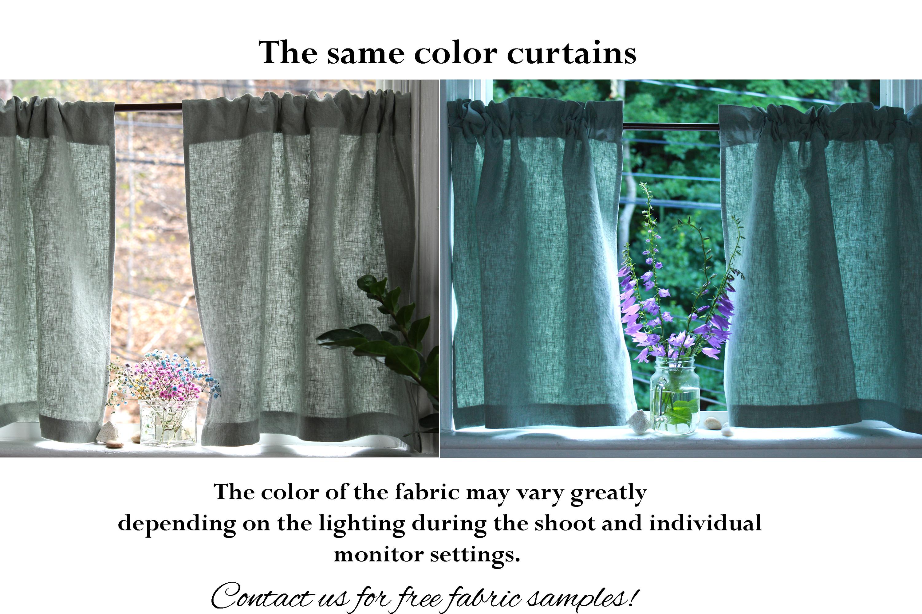 Linen Color Block Curtain – Two-tone Custom Curtain, 100% Washed Linen ...