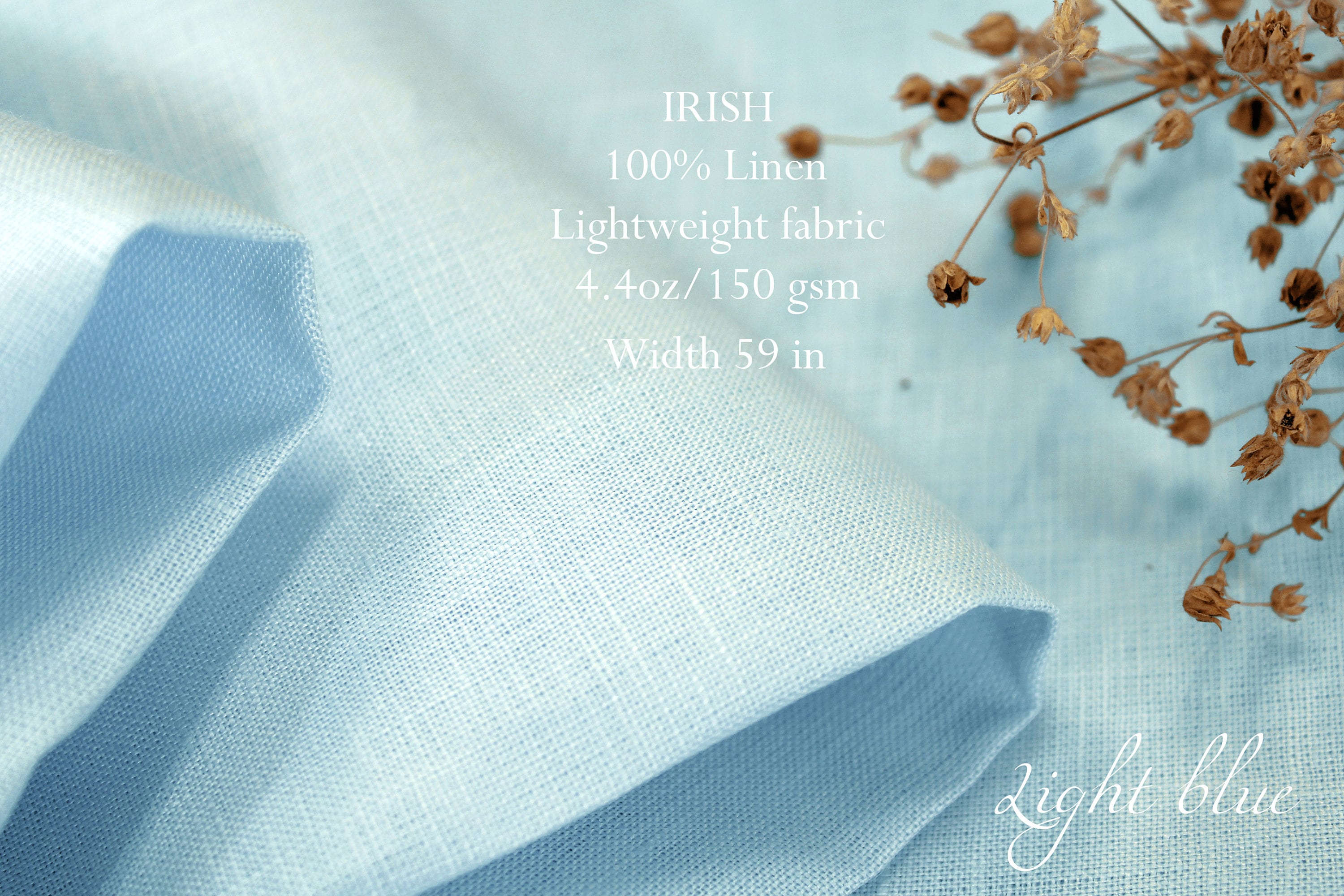 Blue Linen Fabric by the Yard for Clothes / 100% Linen Fabric / Light ...