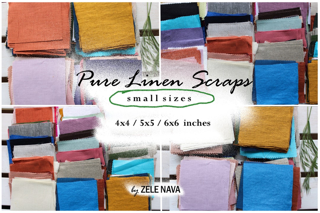 European Linen Fabric Scraps Bundle 4x4 5x5 6x6 / Linen Scraps Bundle ...