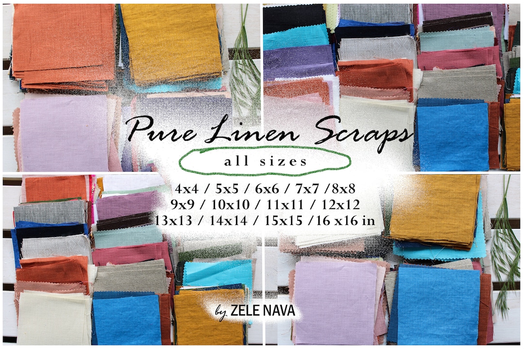 European Linen Fabric Scraps Bundle 4x4 to 16x16 / Linen Scraps Bundle ...
