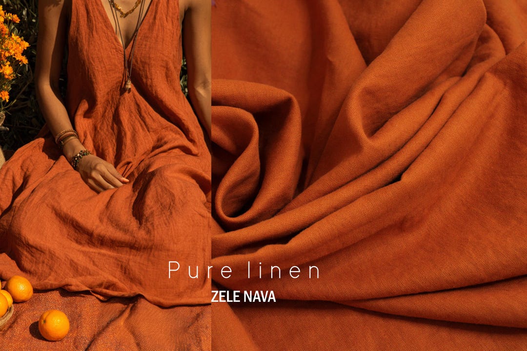 Rust Linen Fabric: 100% Washed Medium Weight (7oz), 52" Wide - Etsy