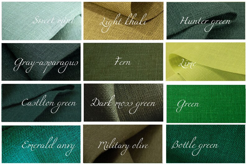 Green Linen Fabric by the Yard / 100% Linen / Dark Green Linen - Etsy