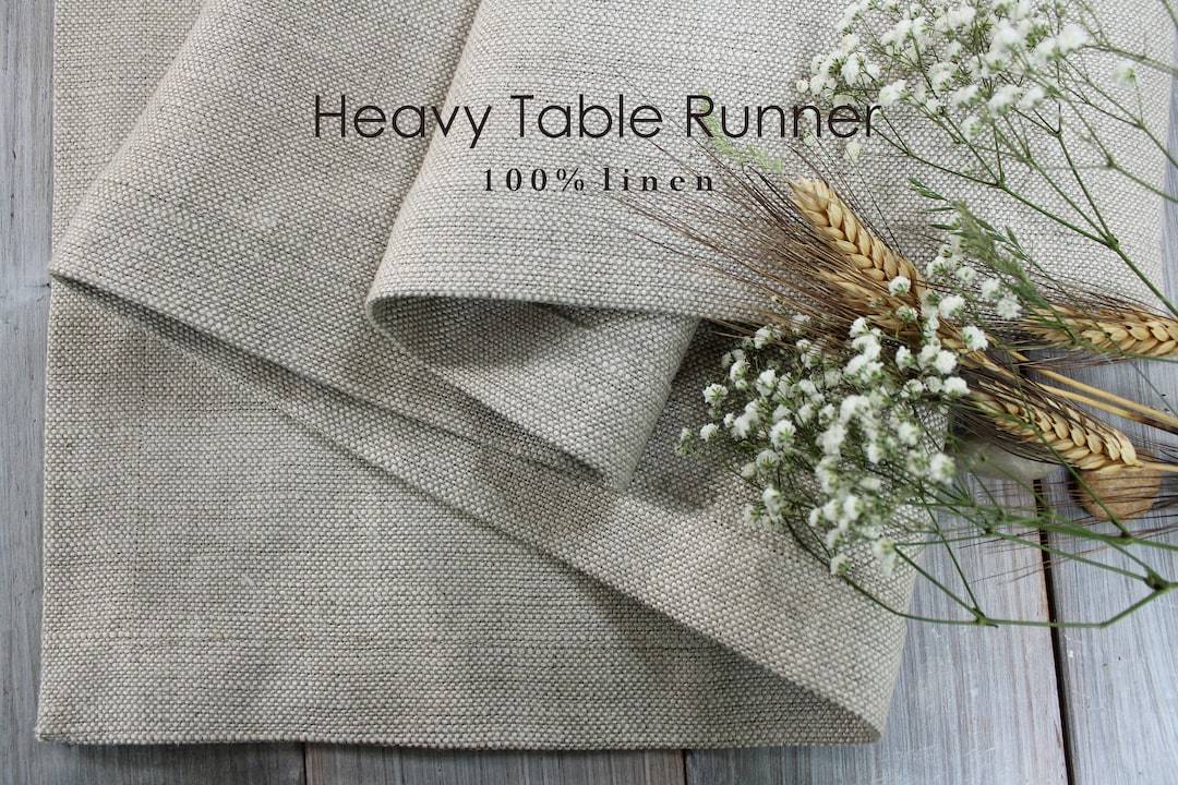 Linen Table Runner - Heavy Weight European Flax Certified Fabric ...