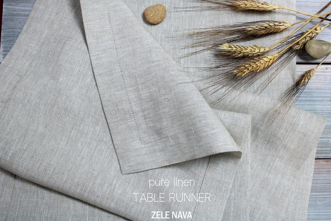 Undyed Oatmeal Linen Table Runner Long Table Runners Handmade Natural ...