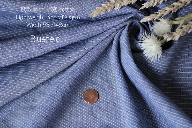 Striped Linen Fabric by the Yard - Linen Blend Striped Fabric - Extra ...