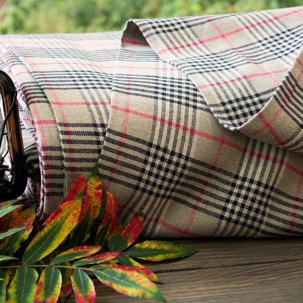 Checked Linen Fabric - Etsy