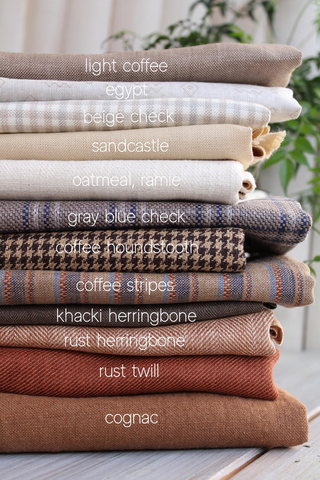 Linen Fabric by the Yard - Brown Rust Linen Fabric - Beige Linen Fabric ...