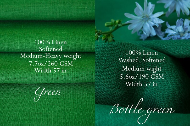 Green Linen Fabric by the Yard / 100% Linen / Dark Green Linen - Etsy