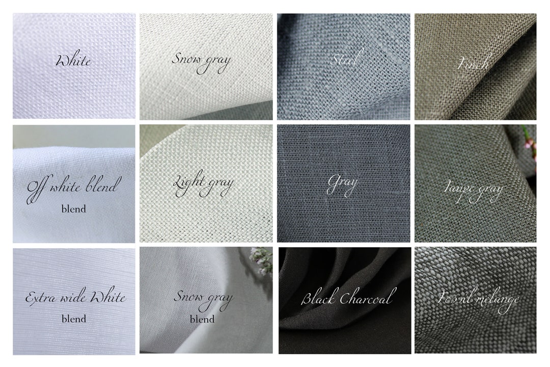 100% Natural Gray Linen Fabric by the Yard for Clothing / White Linen ...