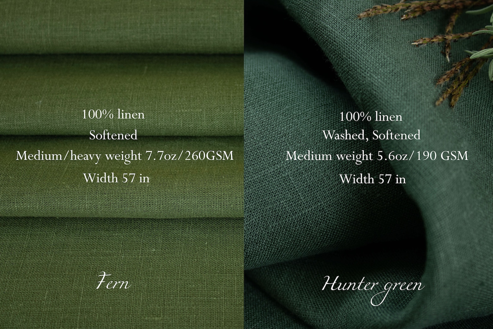 Green Linen Fabric by the Yard / 100% Linen / Dark Green Linen - Etsy