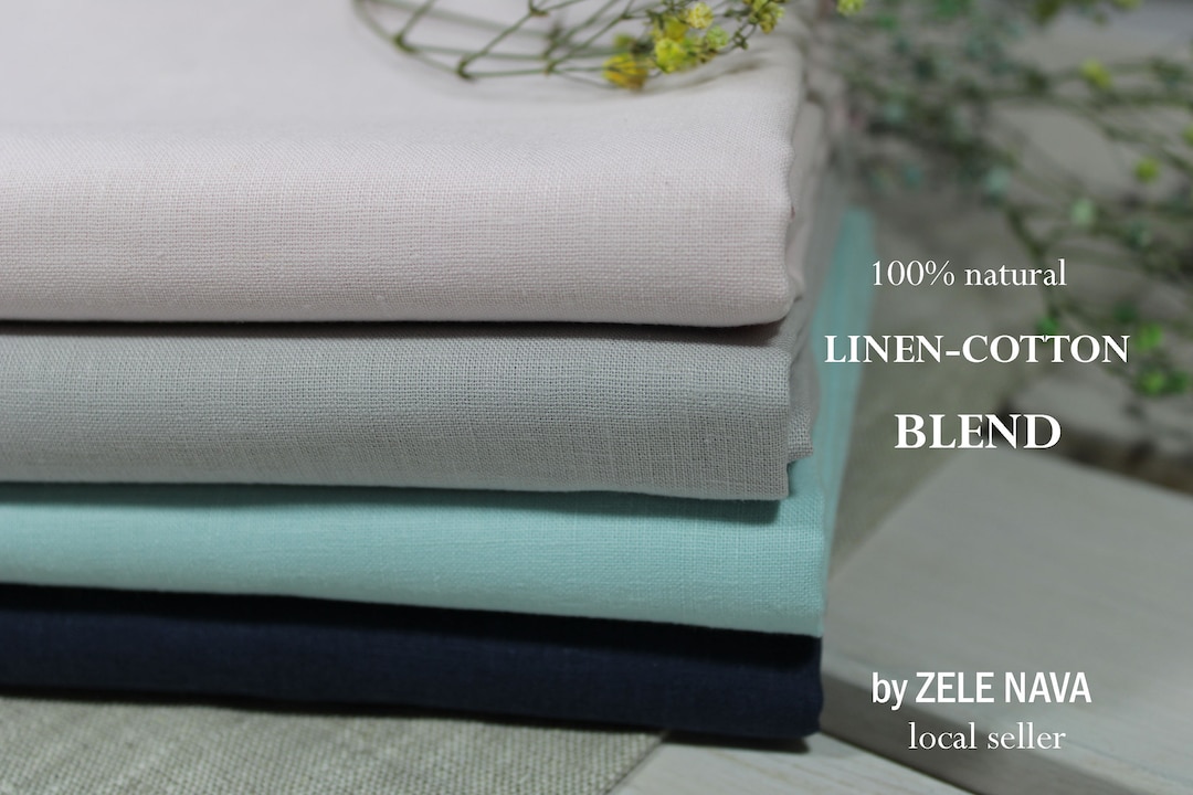 100% Natural Linen Cotton Blend Fabric by the Yard for Clothing ...