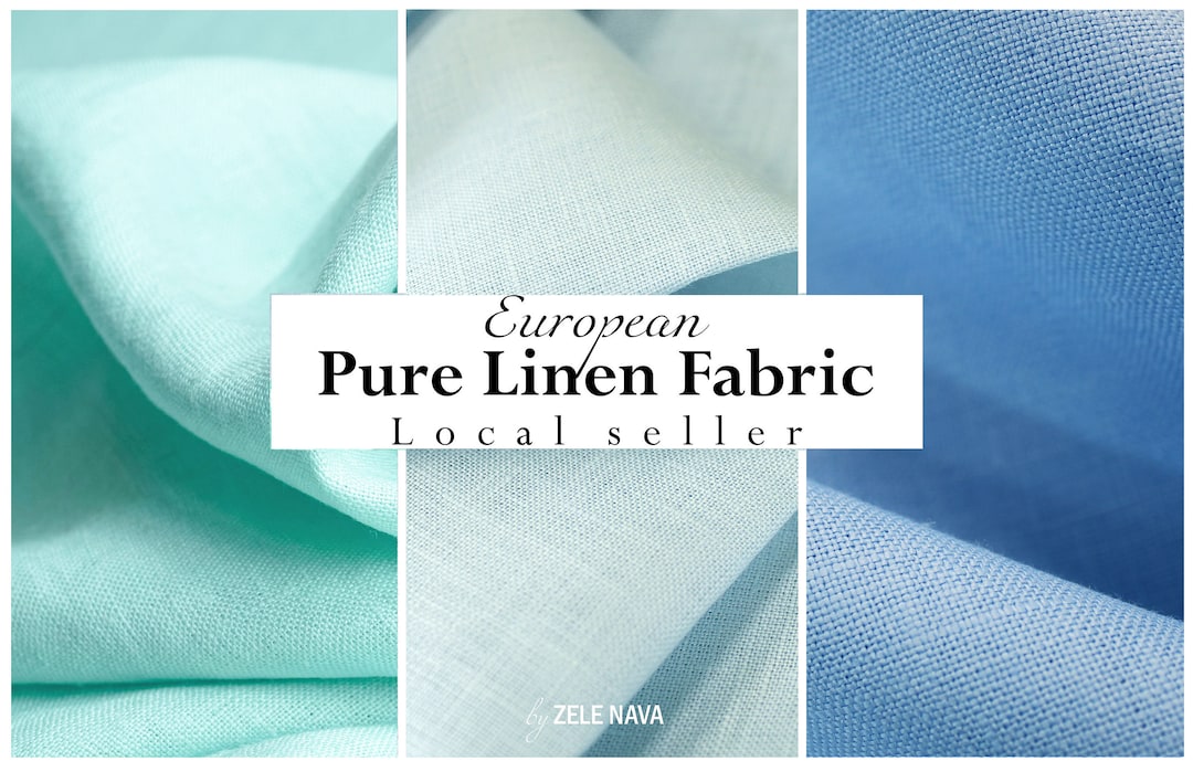 European Light Blue Linen Fabric by the Yard for Clothing / 100% Linen ...