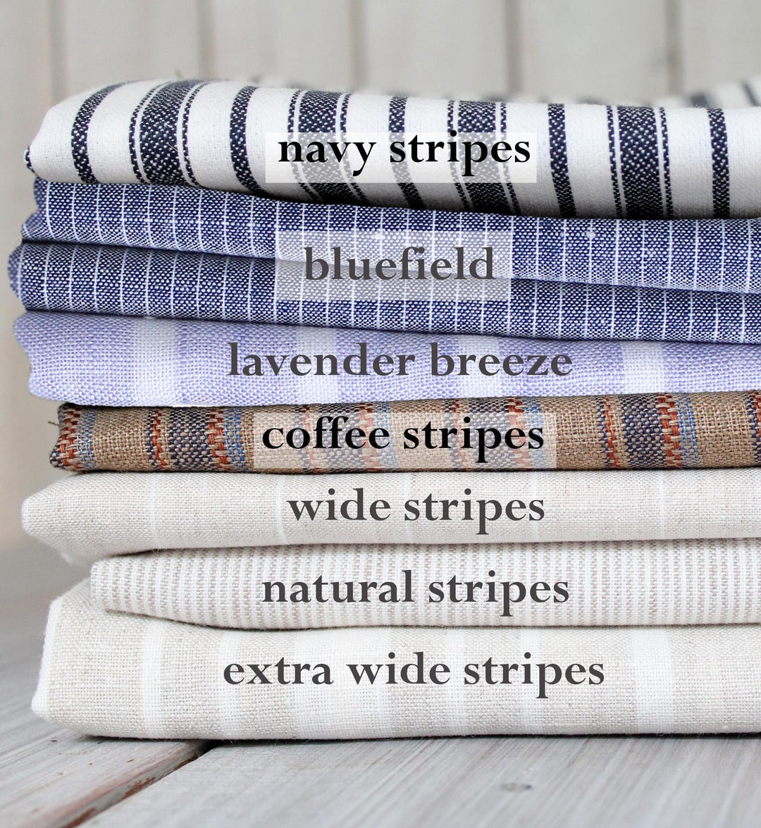Striped Linen Fabric by the Yard - Linen Blend Striped Fabric - Extra ...