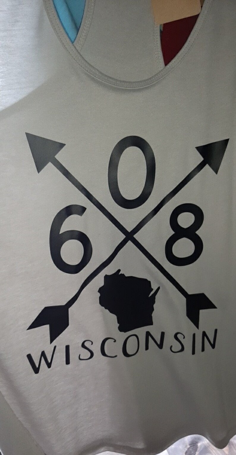 Wisconsin 608 Area Code Arrow Tank Top - Etsy