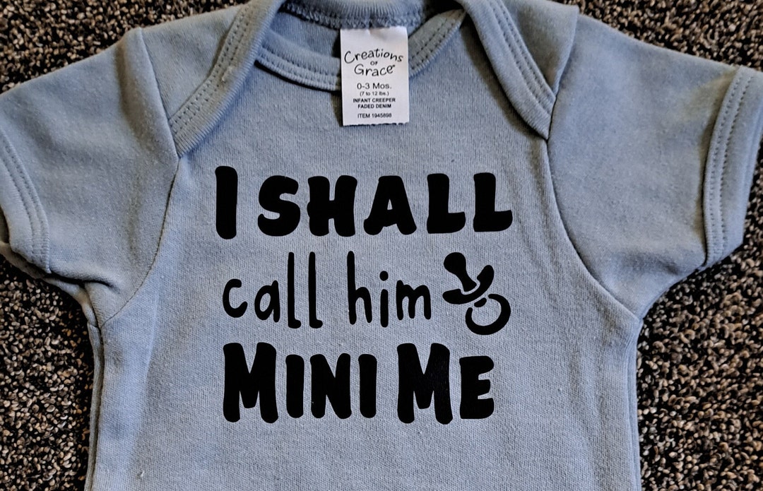 I Shall Call Him Mini Me Onesie - Light Blue/navy Blue Vinyl - 0-3 ...