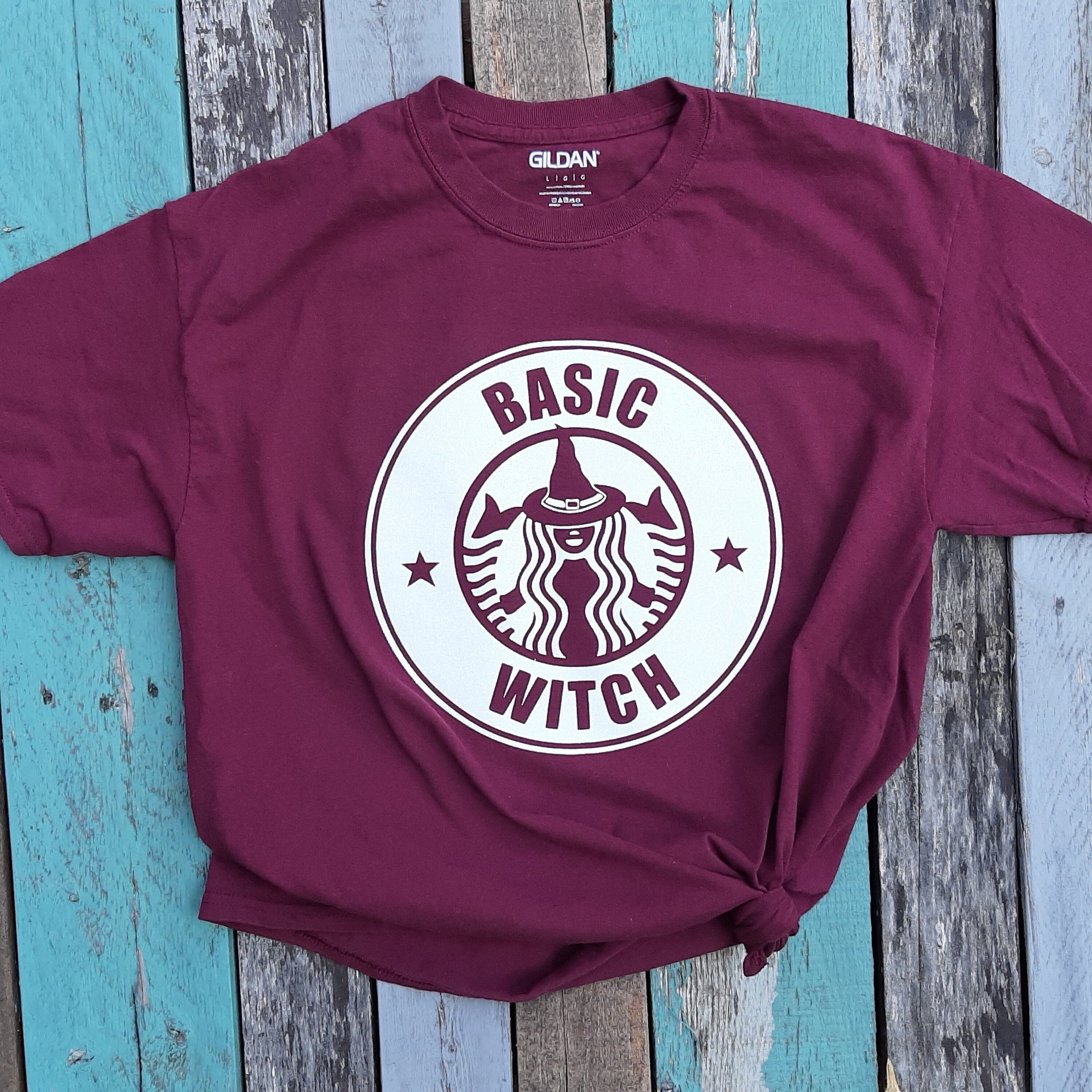 Basic Witch Starbucks Mock Decal Burgundy Gildan T-shirt - Etsy Ireland