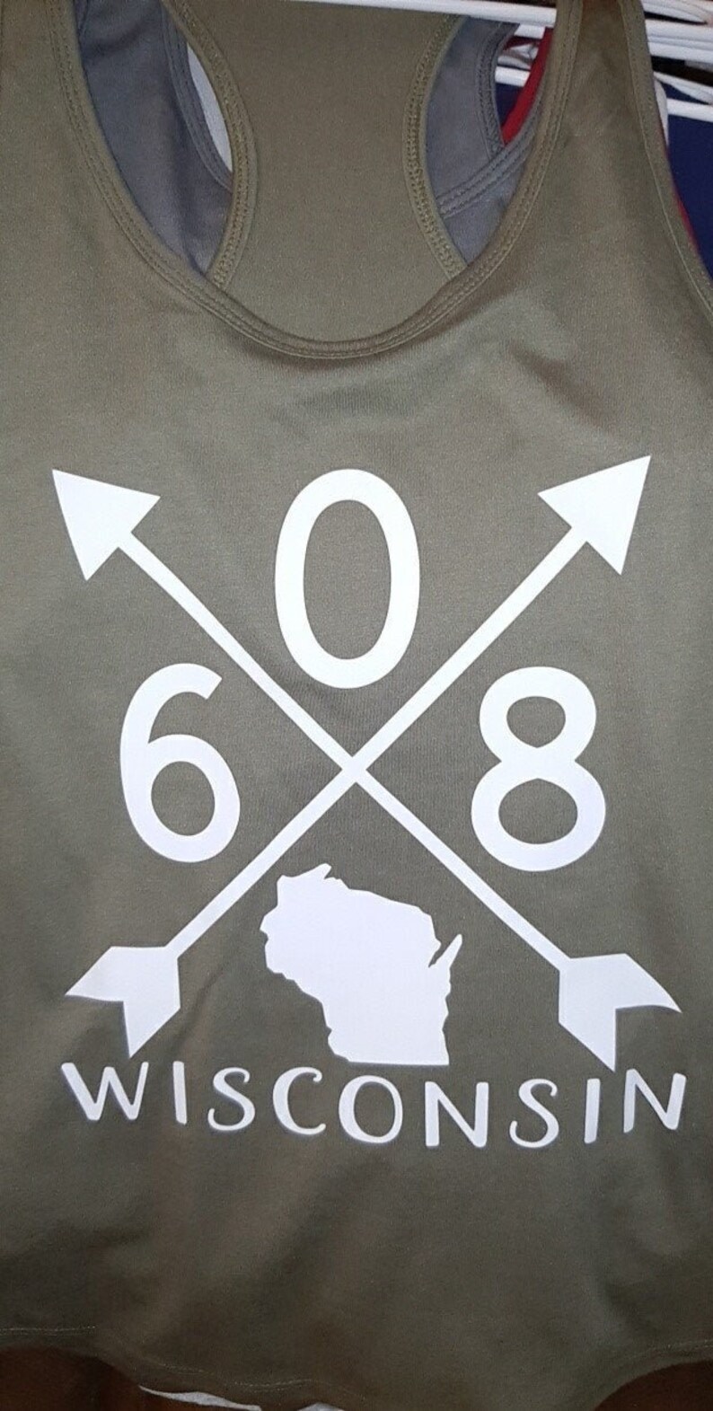 Wisconsin 608 Area Code Arrow Tank Top - Etsy