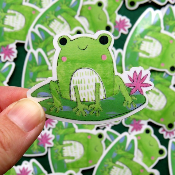 Papercraft LILY PAD FROG Sticker Matte Froggy Sticker Cute Frog on Lily ...