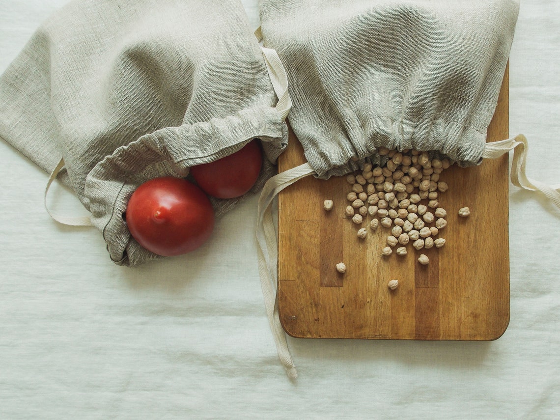 Linen bags Set of linen bags Linen bread bag Drawstring | Etsy