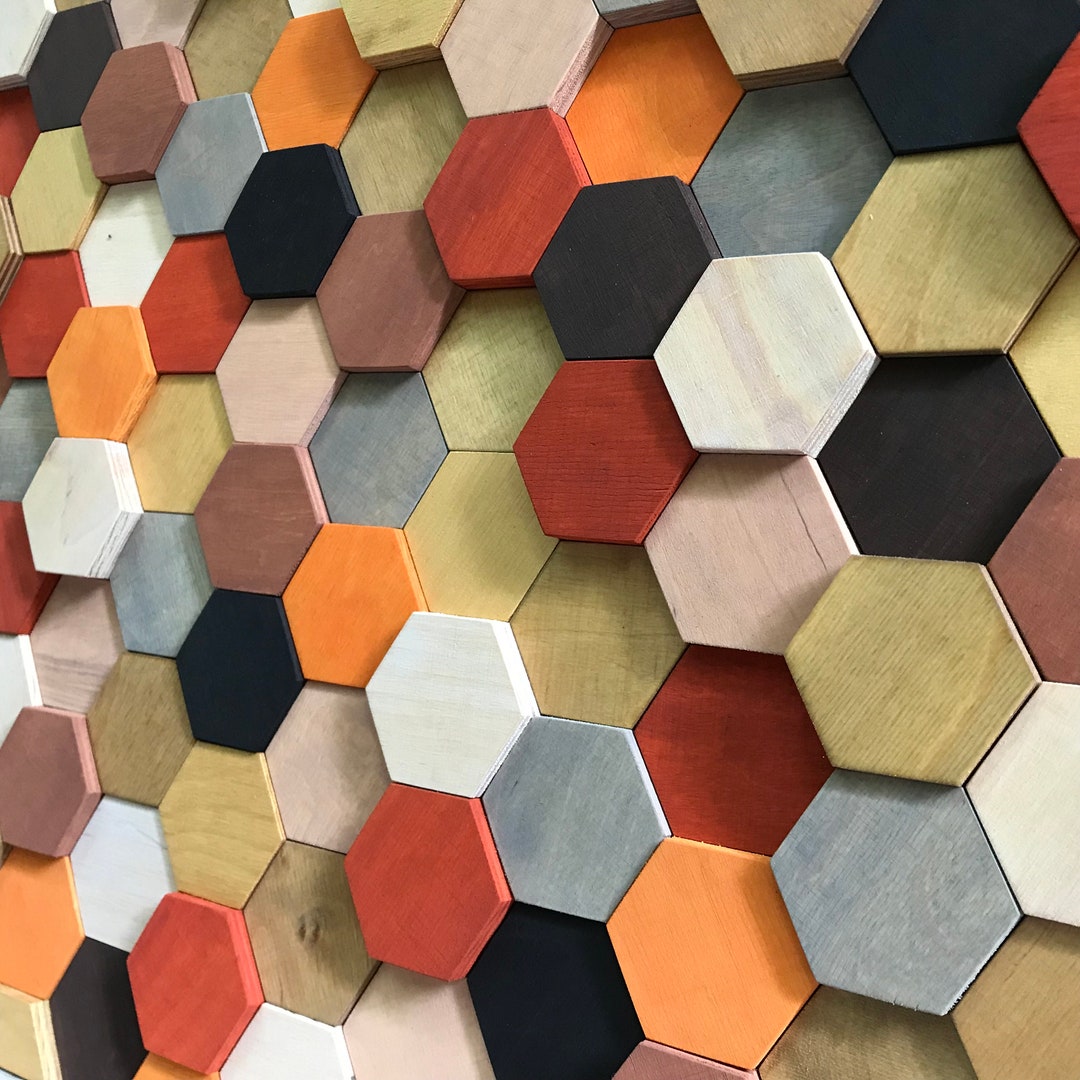Hexagon Wall Art Wood Wall Art Wood Wall Decor - Etsy