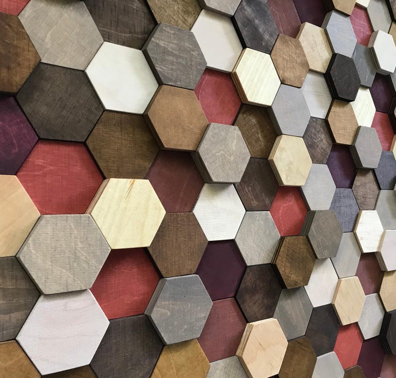 Handmade Reclaimed Wood Hexagon Wall Art – Honeycomb Mosaic - Etsy